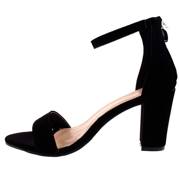 Shoes | Classic Black Open Toe Block Heel | Poshmark